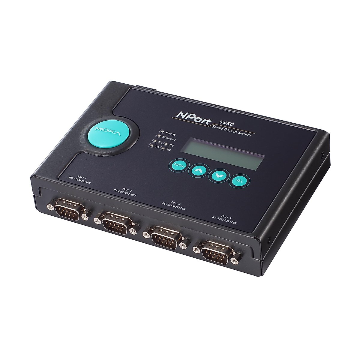 MOXA NPort 5450-4 Ports Device Server, 10/100 Ethernet, RS-232/422/485, DB-9, 15KV ESD, Without 110V Power Adapter