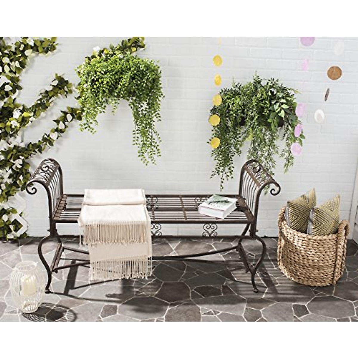 Safavieh Outdoor Collection Brielle Antique White Bench