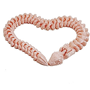 FlexiMech Rattlesnake 3d printed Snake Emerald Green 12" Flexible Reptile Mouth Opens Fidget Toy (Cotton Candy Pink)