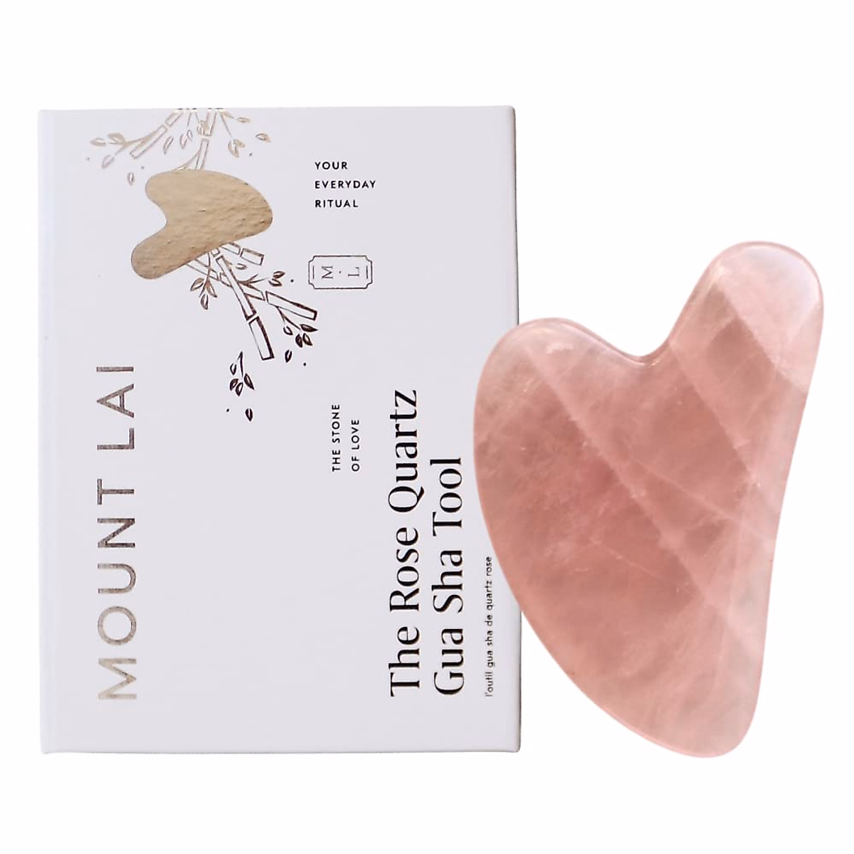 Mount Lai Rose Quartz Gua Sha Facial Tools, Facial Sculptor Skin Care Guasha Tool for Face and Body, Self Care Face Massager to Relieve Muscle Tension and Reduce Puffiness