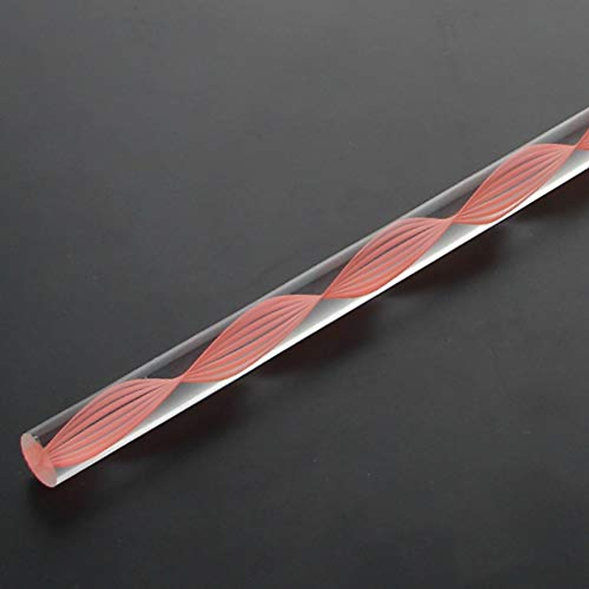 Fielect Pink Twisted Line Acrylic Round Rod Standard Plexiglas PMMA Bar Tolerance for DIY 8mm Diameter 250mm Height 2Pcs