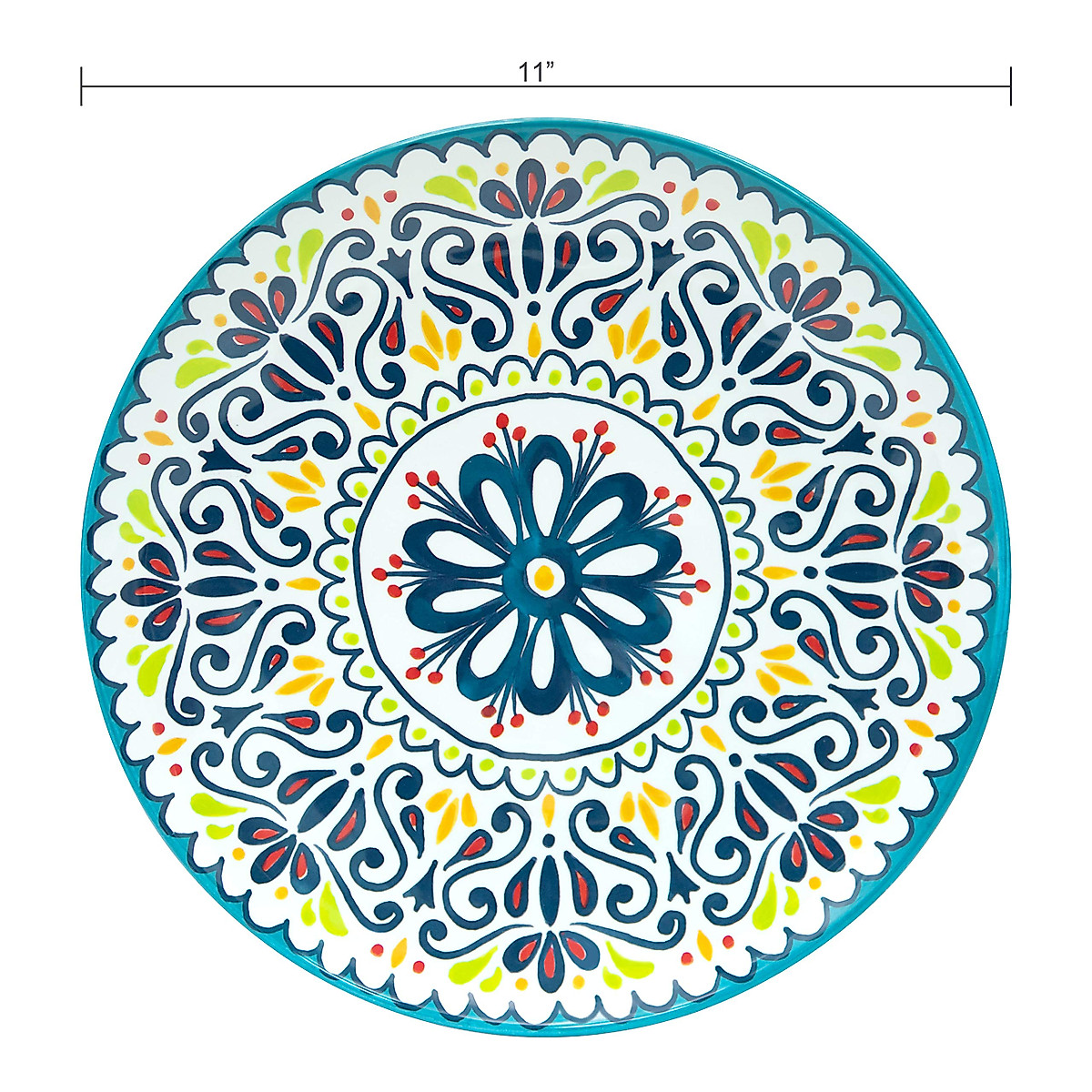 Zak Designs Melamine Dinnerware Set, 12-Piece, Service for 4, Medallion (Cool)