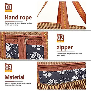 Hemoton Woven Picnic Basket with Lid Wicker Picnic Hamper Chicken Egg Storage Basket Fruit Bread Holder Gift Wrapping Basket with Handle for Home Party