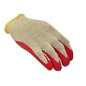 G & F Products 3106-10 String Knit Palm, Latex Dipped Nitrile Coated Work Gloves For General Purpose, 10-Pairsper Pack, Red, Large