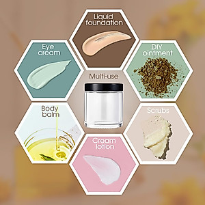 Small Glass Containers with Lids, Tecohouse 4 oz, 2 oz and 1 oz Clear Glass Jars with Lids & Inner Liners, Mini Travel Toiletries Container for Slime, Makeup, Cream, Lotion, Cosmetic - 3 pack