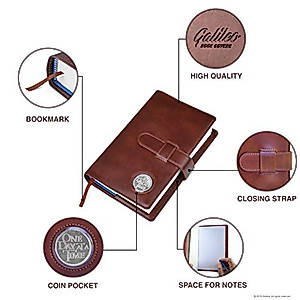 Single AA Big Book Cover | Medallion Holder | by Galileo | Perfect Gift | Alcoholics Anonymous (Plain/Coin Pocket/Brown)