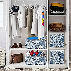 visesunny Closet Baskets Animal Skin Pattern Mosaic Style Storage Bins Fabric Baskets for Organizing Shelves Foldable Storage Cube Bins for Clothes, Toys, Baby Toiletry, Office Supply