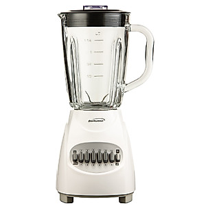 Brentwood JB-920W Blender, White; 12 Speeds with Pulse Function; Glass 42oz Glass Jar with Lid/Fill Cap Included; Non-Slip Base; 550w