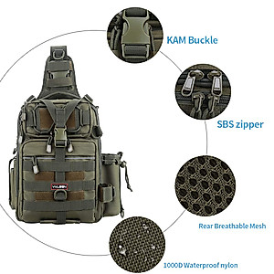 YVLEEN Fishing Tackle Backpack Storage Bag，Water-Resistant Fishing Backpack with Rod Holder，Fishing Gear Bag Gift for Men