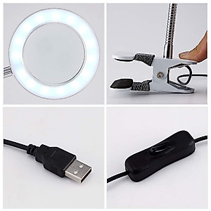 LED Magnifying Lamp with Clamp, 1.75X Magnifying Glass with Light for Desk, Sewing, Table & Easel Use Super Bright, Perfect for Reading, Hobbies, Task Crafts, Repair or Workbench, Cool White