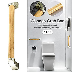 Wooden Grab Bar Wall Mounted Durable Grab Rails for Home Bathroom Withstand 80-100kg(Size:34cm/13.39inch)