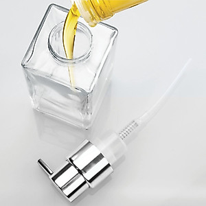 mDesign Modern Square Glass Refillable Foaming Hand Soap Dispenser Pump Bottle for Bathroom Vanities or Kitchen Sink, Countertops - Clear/Chrome