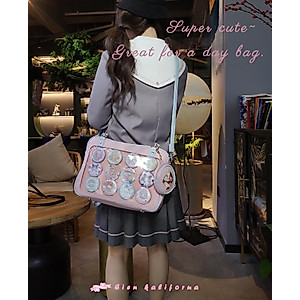 Eien Kaliforua Ita Bag Cute JK Uniform Bag Double Window Sweet PU Leather ita Bag Kawaii Pins Bag+cute small bag