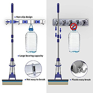 Broom Mop Holder Wall Mount, Broom Hook, 15'' Stainless Steel Heavy Duty Mop Broom Hanger-Mop hook With 3 Racks and 4 Hooks for Broom Storage Organizer-Broom Mop Organizer Wall Mount (2Packs)