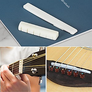 Blisstime 6 String Acoustic Guitar Bone Bridge Saddle and Nut and 6pcs Rosewood Guitar Bridge Pins