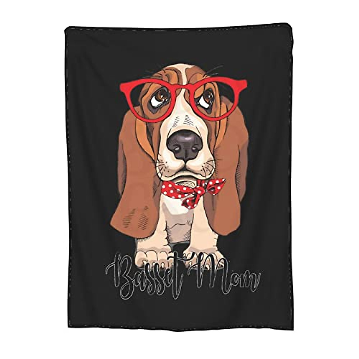 Cute Basset Hound Dog Mom Gift Full Fleece Throw Cloak Wearable Blanket Flannel Fluffy Comforter Quilt Nursery Bedroom Bedding King Size Plush Soft Cozy Air Conditioner Blanket