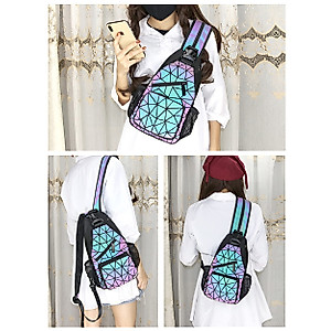 Luminous Geometric Backpacks Women Purses and Handbags Holographic Reflective Bags Iridescent Backpack D