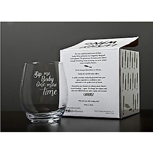Lushy Wino - Etched Wine Glasses Stemless: Sip Me Baby One More Time | 18oz. All Purpose Wine Glass with Funny Sayings