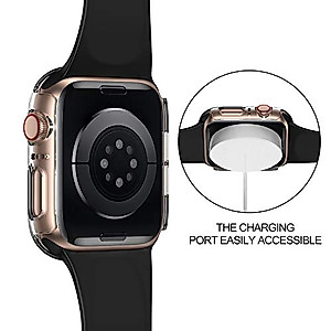 ZEBRE 4-Pack Compatible with Apple Watch 44mm Case, with Built-in HD Clear Ultra-Thin Hard PC Screen Protector Cover Compatible with Apple Watch Series 4/5/ 6/SE