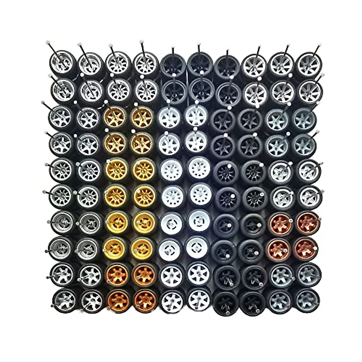 4DOBBY Mixed/Random Real Riders Wheels Rims Tires Set for 10 Cars 1/64 Scale