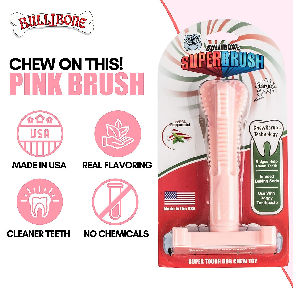 Bullibone Large SuperBrush Bundle - Three Delicious Flavors Apple/Cinnamon Pink Peppermint Super Greens