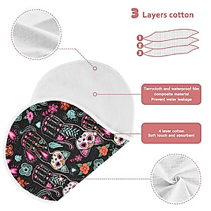 vvfelixl Baby Burp Cloths Cat Skeleton Sugar Skull Baby Newborn Cotton Burping Cloths Set Baby Washcloths 4 Pack Black