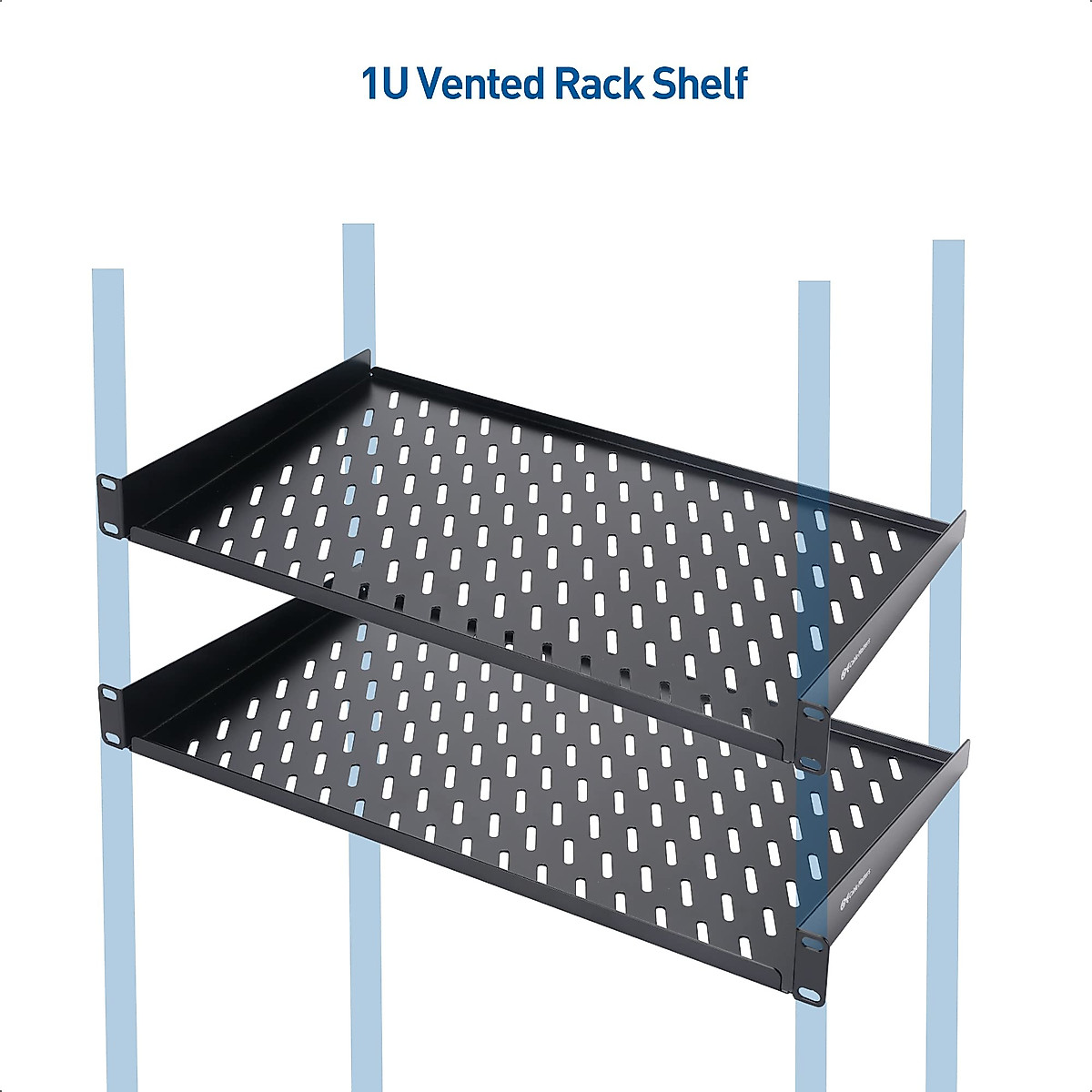 Cable Matters 1U Server Rack Shelf for 19" Rack & Cabinet, 10" Depth with 55lbs Weight Capacity (Rack Mount Shelf) in Black