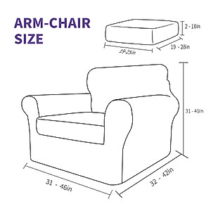 ZNSAYOTX 2 Piece Chair Covers for Living Room with Arms Anti Slip Stretch Arm Chair Slipcovers Sofa Armchair Slipcover Machine Washable Furniture Protector (Black and White, Chair)