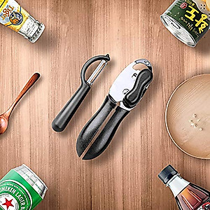 ZEVEZ Can Opener Manual Durable Stainless Steel Can Openers for Seniors with Arthritis Smooth Edge Ultra Sharp Cutting Tools Commercial Can Opener with 1 Vegetable Peeler