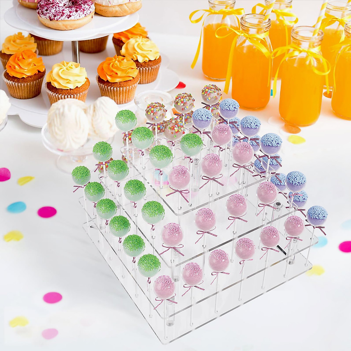 LUOBAO Acrylic Cake Pop Display Stand,Acrylic Lollipop Holder,3 Tier,for Displaying Sweets, Cake Pops, and Lollipops at Parties and Events