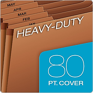 Globe Weis Globe-Weis/Pendaflex Heavy Duty 12-Pocket Expanding File, Monthly Index, Legal Size, Brown, (R219MHD)
