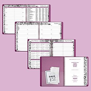 2021 Weekly & Monthly Planner by Cambridge, 8-1/2" x 11", Large, Premium, FloraDoodle, Black/White (589-905-21)