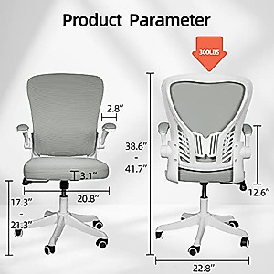 Modoway Desk Chairs with Wheels and Arms Ergonomic Mesh Office Chair with 300LBS Capacity (Grey-1Unit)