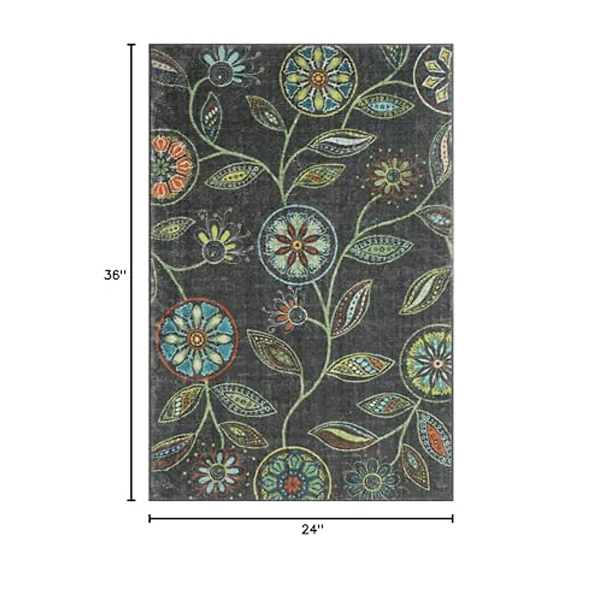PAGISOFE Indoor Front Door Mat Boho Kitchen Sink Mat, 2x3 Machine Washable Rug, Floral Non-Slip Throw Rug with Rubber Backing, Soft Small Area Rugs for Entryway Bedside Bathroom Entry, Green/Multi