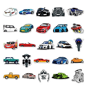 61pcs Modified Cars Speed and Passion Cartoon Doodle Stickers Car Stickers for Kids,Racing Car Stickers, Sports Car Stickers for Luggage Laptop Car Waterproof Decorative Toy Graffiti Stickers