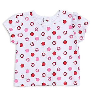 Disney Minnie Mouse Infant Baby Girls French Terry Short Overalls T-Shirt and Headband 3 Piece Outfit Set Red 18 Months