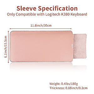 GFANSY PU Leather Keyboard Sleeve for Logitech K380 & Apple Wireless Magic Keyboard A2449 A2450 MLA22LL/A A1644, Travel Sleeve Bag Case, (Not Included Keyboard) PU-Pink