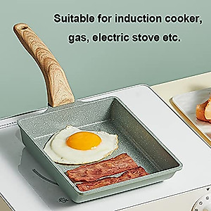 DAFEIKE Nonstick Omelette Pan Japanese Tamagoyaki Egg Pan Rectangular Small Non Stick Frying Pan 8” x 6”, Green