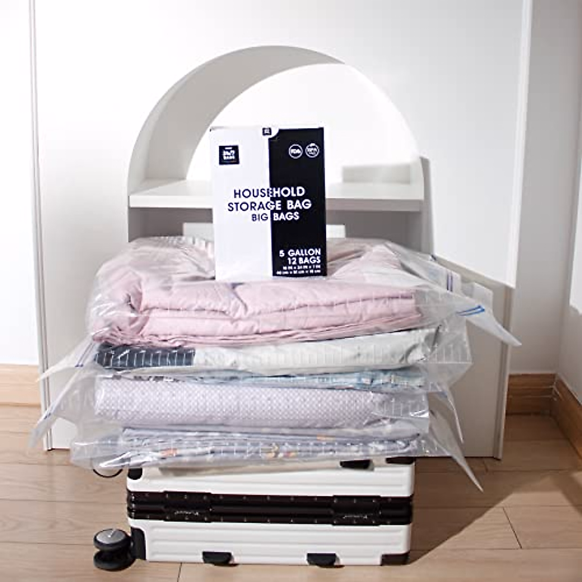 24/7 Bags- Double Zipper Bags, 5 Gallons, 12 Count, Stand and Fill, Carry Handle, BPA-Free, Air Tight Seal