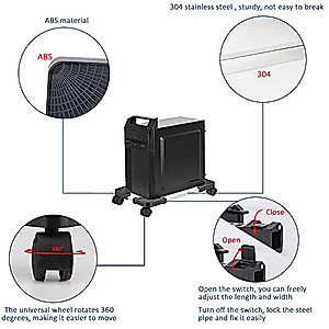 Liitrton Mobile CPU Stand Adjustable Computer Tower Stand with 4 Caster Wheels Fits Most PC (Black)