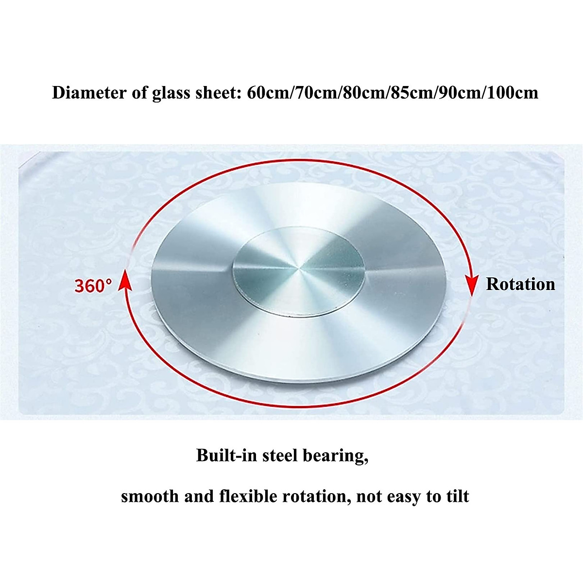 Dining Table Tempered Glass Turntable,Lazy Susan Turntable For Kitchen,360 Degree Swivel Dining Table Serving Tray,Clear Glass Rotating Serving Tray Silent Bearing 24/28/32/34/36/40 Inch