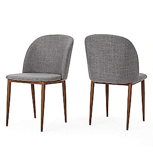 Christopher Knight Home Anastasia Fabric Dining Chairs, 2-Pcs Set, Light Grey / Light Walnut