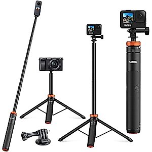UURig Extendable Gopro Tripod for Insta360 Selfie Stick Gopro Hero 10/9/8/7/6/5 Black/Gopro Max DJI Osmo Action Insta 360 AKASO Action and More Action Camera (T3)