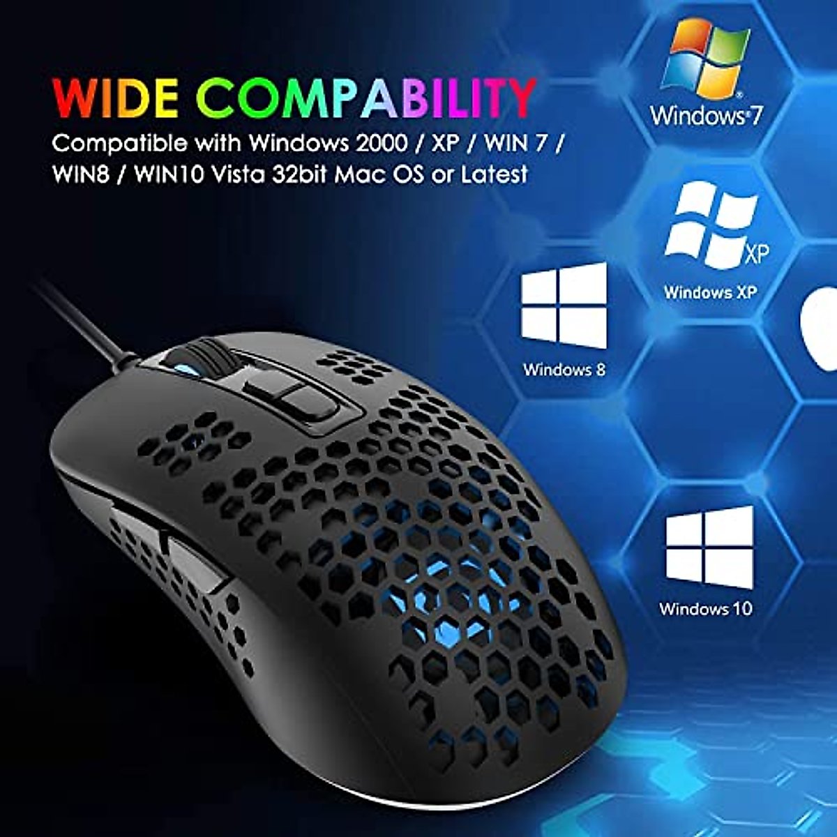 Ajazz Gaming Keyboard and Mouse and Gaming Mouse pad and Wrist Rest,Wired RGB Backlight Bundle for PC Gamers and Xbox and PS4 Users - 4 in1 Gaming Set (Hybird Blue Gaming Switch)