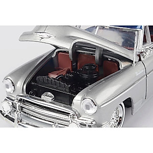 1950 Chevy Bel Air Lowrider Silver Metallic with Blue Metallic Top Get Low Series 1/24 Diecast Model Car by Motormax 79026