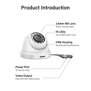 ANNKE Y200 CCTV Camera White 1080P HD TVI Add-on Surveillance Security Dome Camera, IP66 Outdoor Weatherproof Camera with IR Night Vision