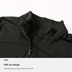 Blaward Women's Thermal Fleece Running Shirt Quarter Zip Pullover Jacket Long Sleeve Tops Equestrian Golf Shirt Winter Gear Black