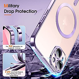 Magnetic Clear for iPhone 13 Mini Case with MagSafe [Integrated Camera Cover Glass] [Original iPhone Exterior] Silicone Cover Slim Thin [Non-Yellowing] Anti-Fingerprint Scratch Wireless Charging