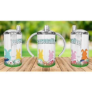 Easter #12 12oz Sippy Tumbler, Slide Door with Straw, Boys Or Girls, Personalize, Add Name, Eggs, Bunny Backs, Put In Baskets, Gift, Keeps Drink Cold or Hot