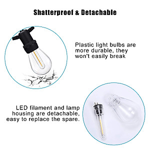 DGE S14 Replacement LED Bulb 6 Pack Replacement String Light Bulbs 1.5 Watt LED Replacement Light Bulb, Shatter-Proof and Waterproof IP65